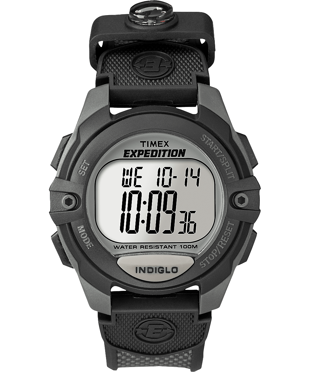 Expedition Chrono Alarm Timer 41mm Resin Strap Watch Gray Black Large